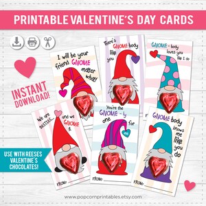 Printable Valentine's Day Card Gnomes Small Size PDF Instant Download ...
