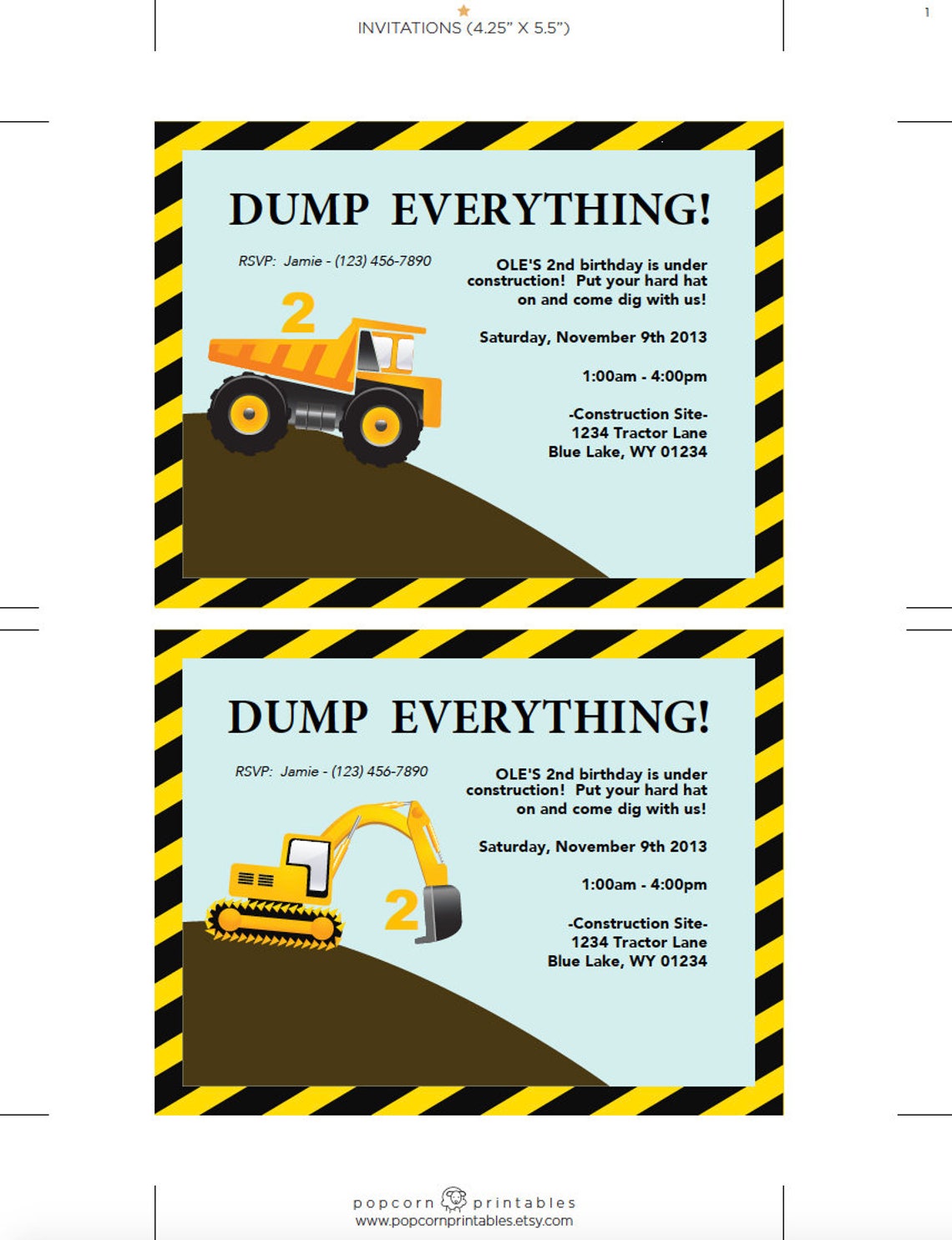 Construction Site Printable Party Package Birthday - Etsy