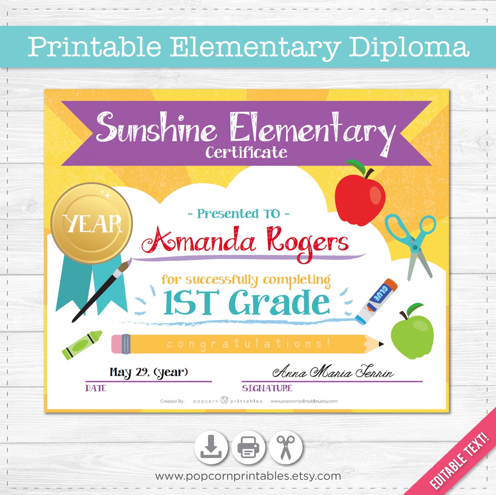 Elementary School Graduation Diploma Certificate - Etsy