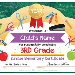 Elementary School Graduation Diploma Certificate - Kindergarten ...