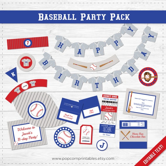 Baseball Party Package Printable Birthday Collection | Etsy