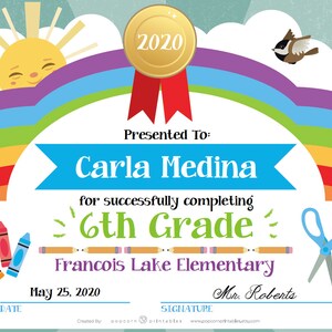 Elementary School Graduation Diploma Certificate Kindergarten Instant ...