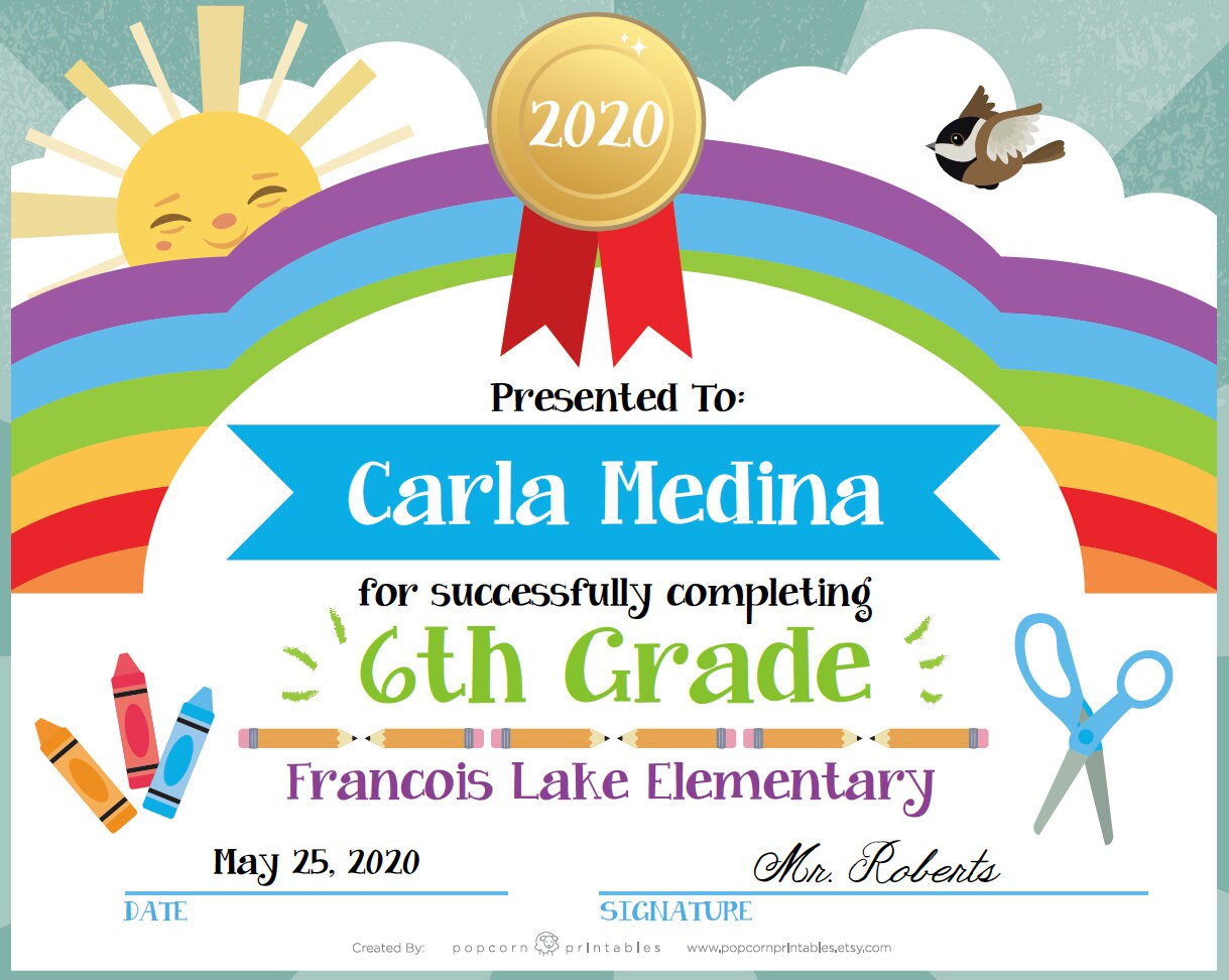 Elementary School Graduation Diploma Certificate - Etsy