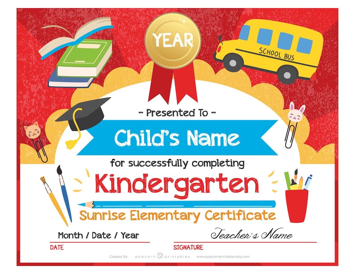 Elementary School Graduation Diploma Certificates - Preschool ...
