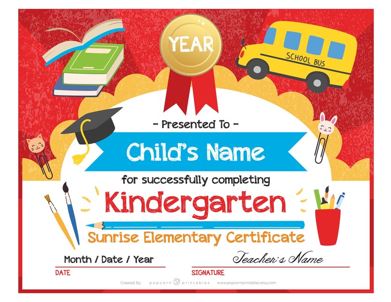 Elementary School Graduation Diploma Certificates - Preschool ...