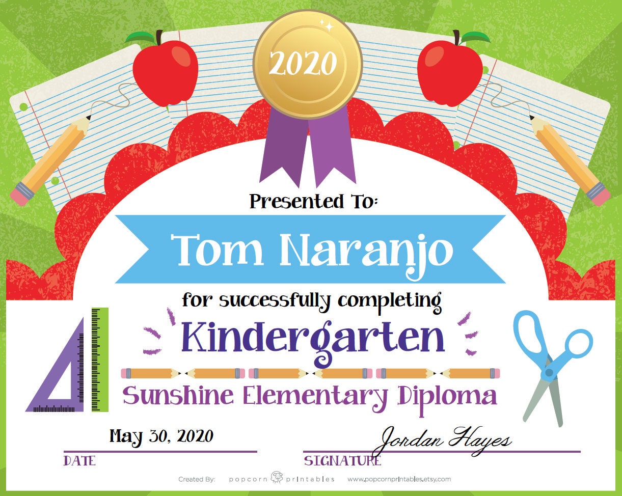 Elementary School Graduation Diploma Certificate - Etsy UK