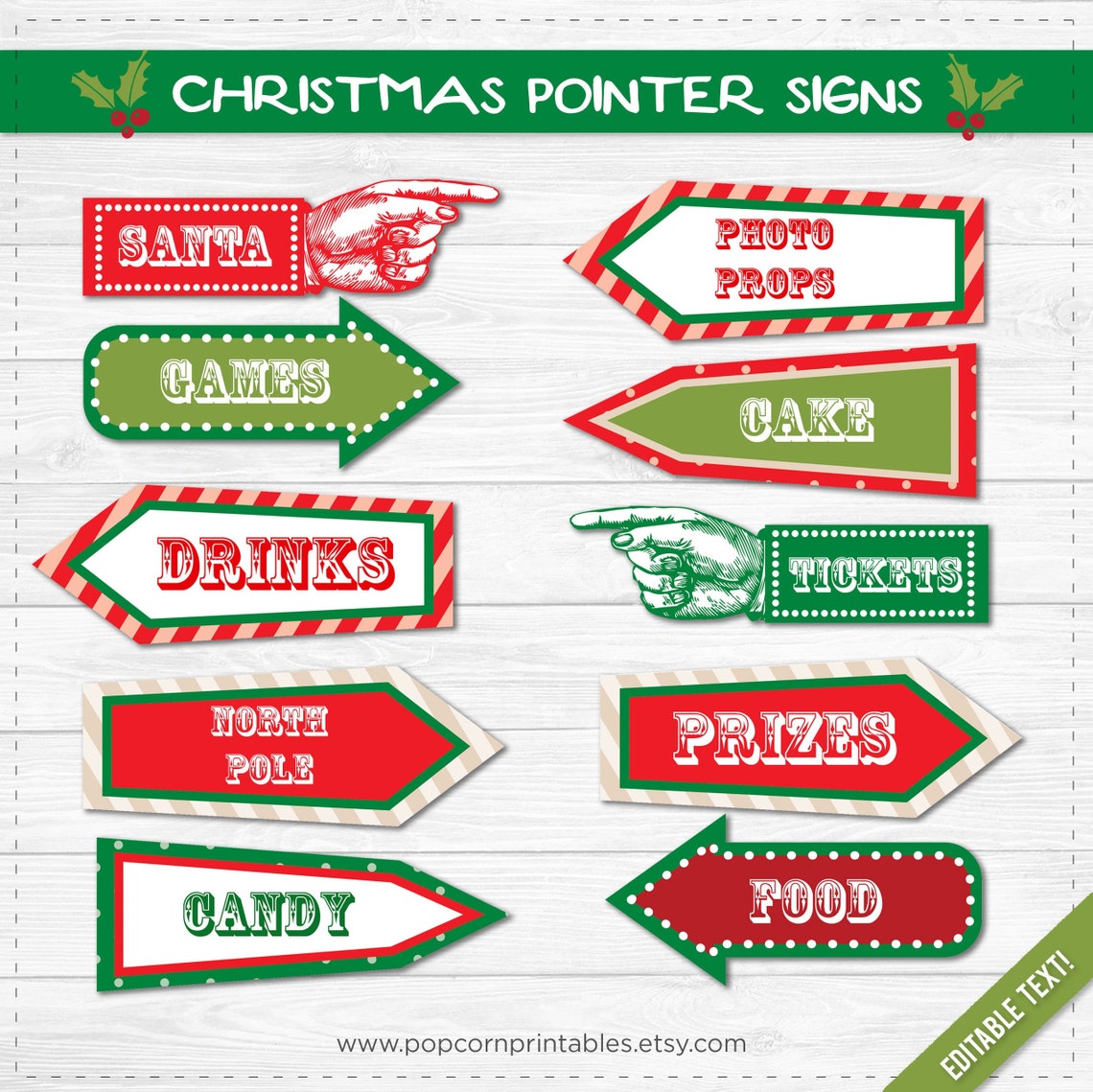 Christmas Carnival Party Signs Printable Editable Text PDF - Etsy