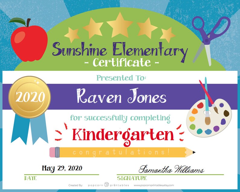 Elementary School Graduation Diploma Certificate | Etsy