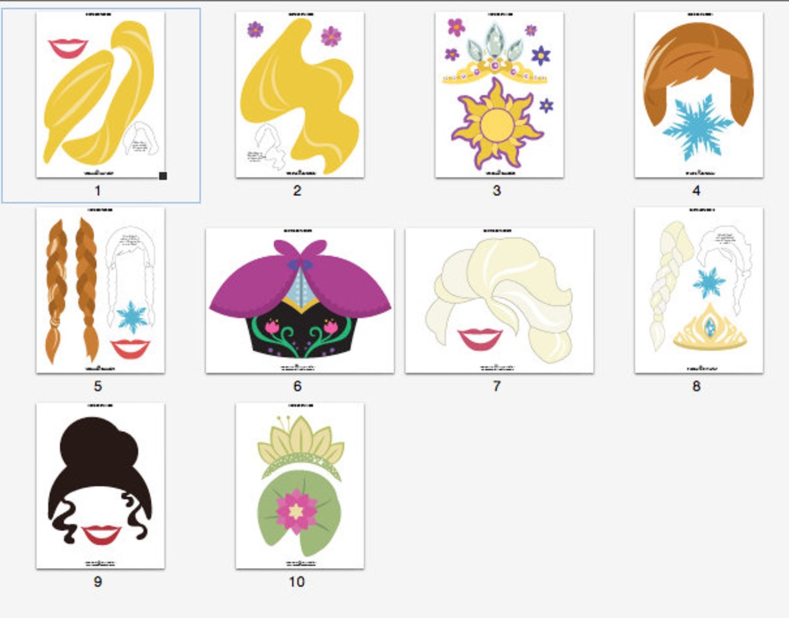 Princess Photo Booth Props - Lips & Hair- DIY Instant Download- Print ...