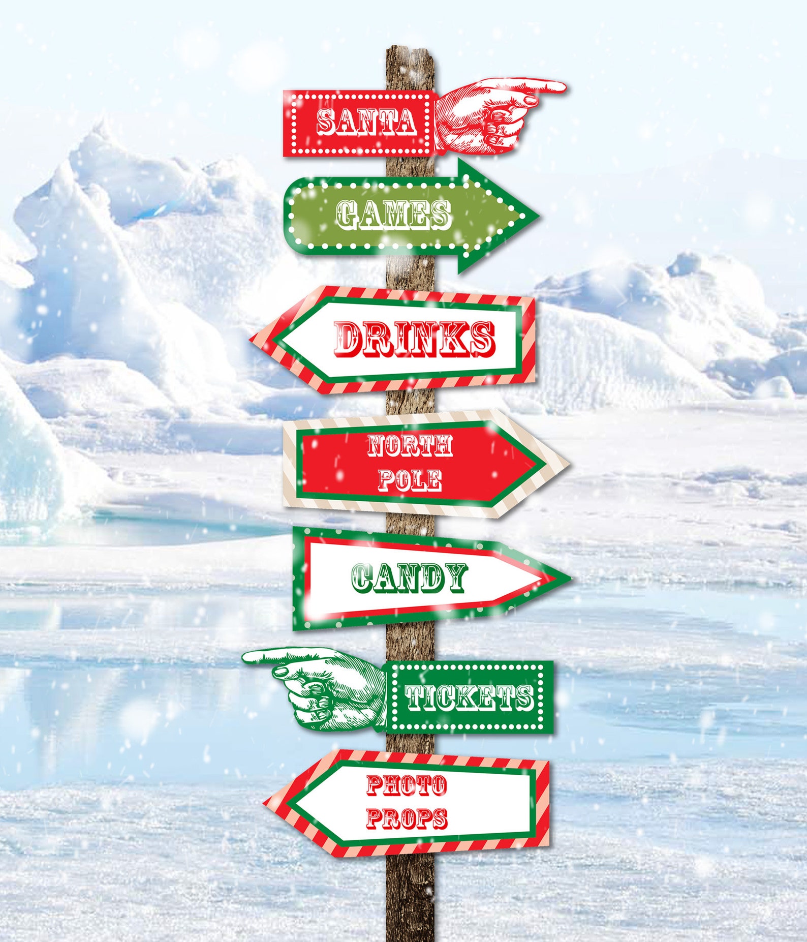 Christmas Carnival Party Signs Printable Editable Text PDF - Etsy