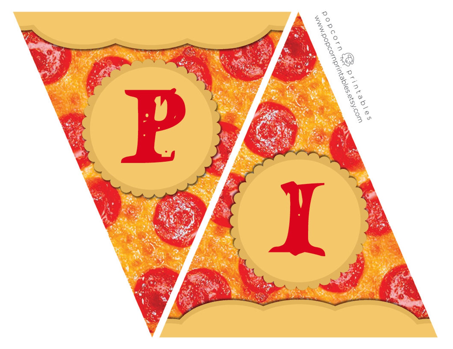 Pepperoni PIZZA Pennant Banner- Editable Text PDF- Instant Download ...