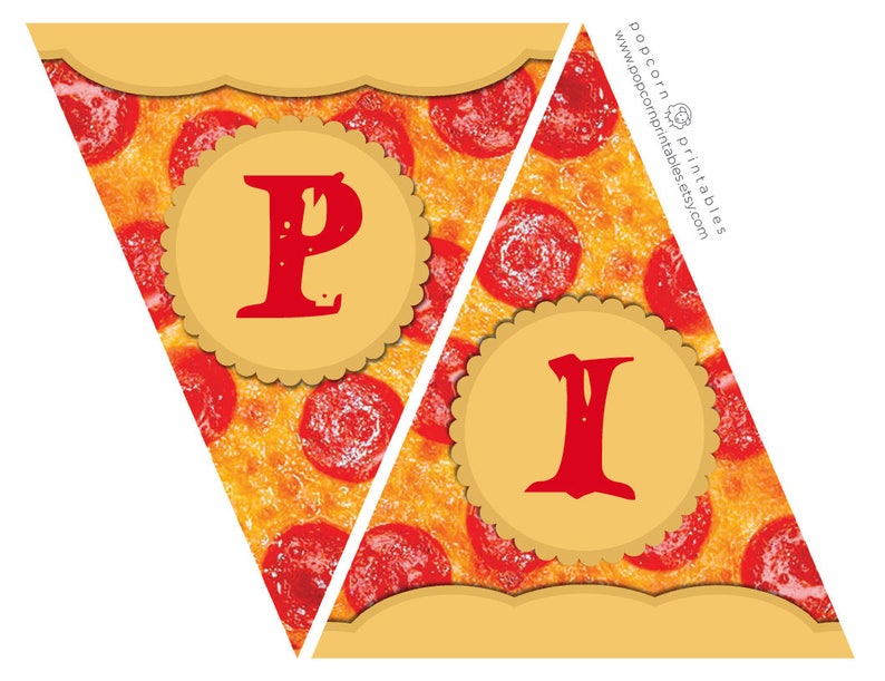 Pepperoni PIZZA Pennant Banner Editable Text PDF Instant | Etsy