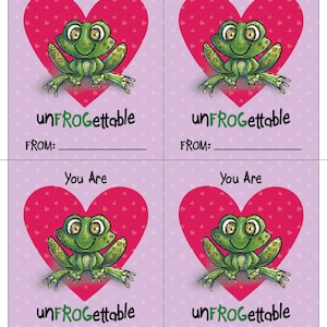 Printable Valentine's Day Card Frog 4X5 PDF Instant Download Print at ...