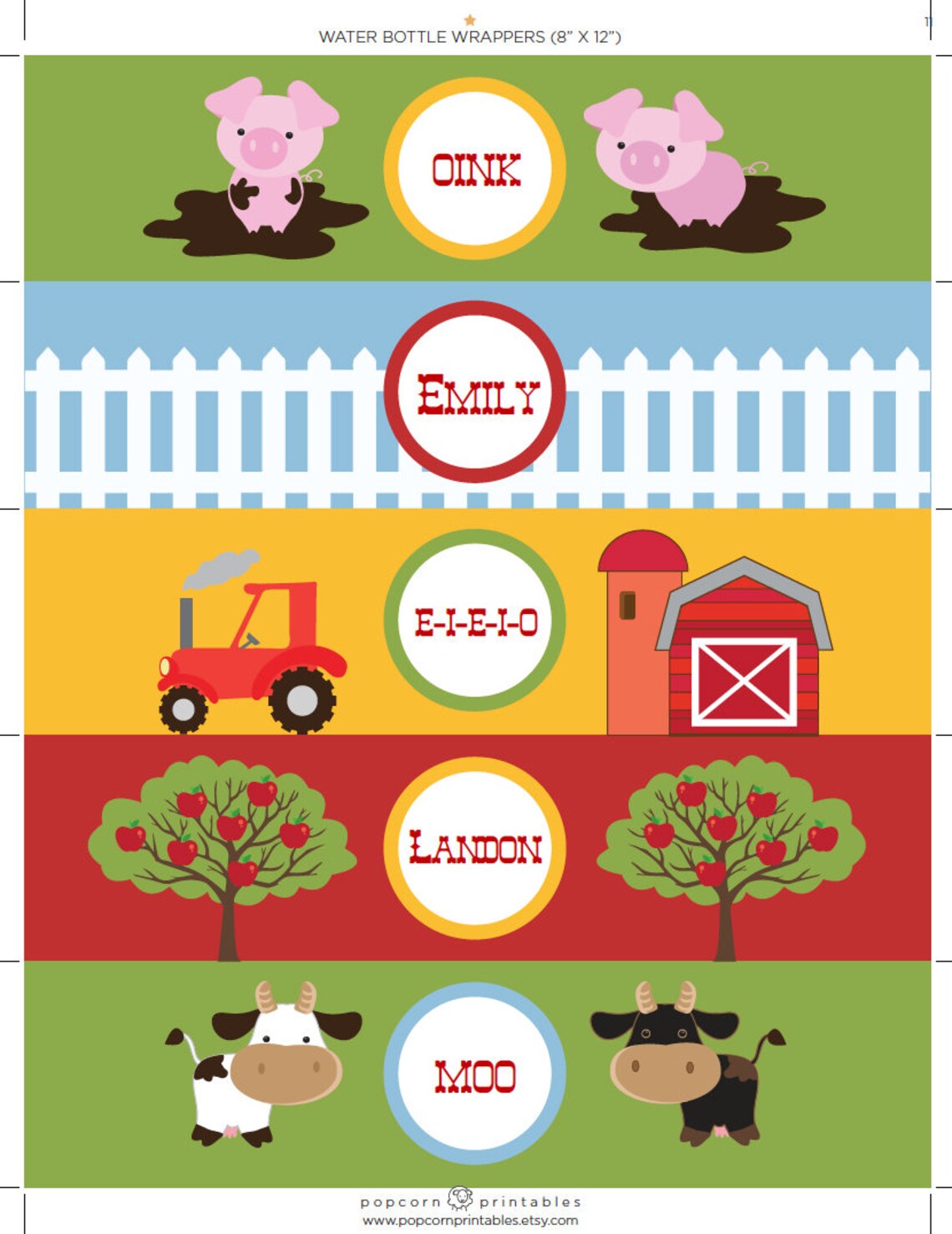 Cute Farm Animal Printable Party Package Birthday Collection | Etsy