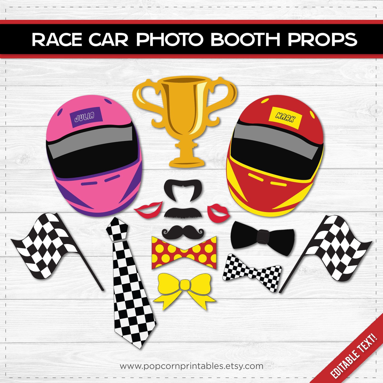 Race Car Photo Booth Props DIY Instant Download Adobe | Etsy
