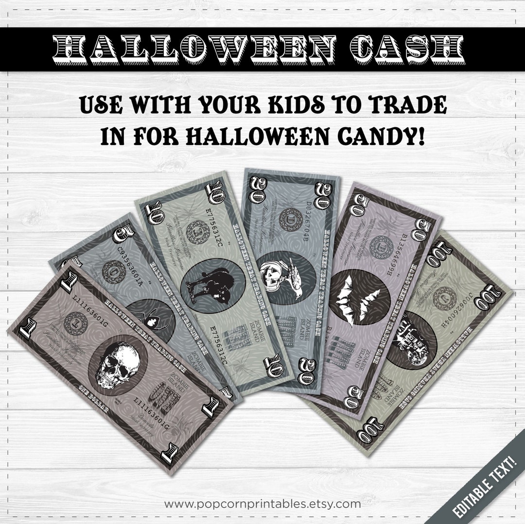 Halloween Cash Play Money Instant Download PDF File School Party ...