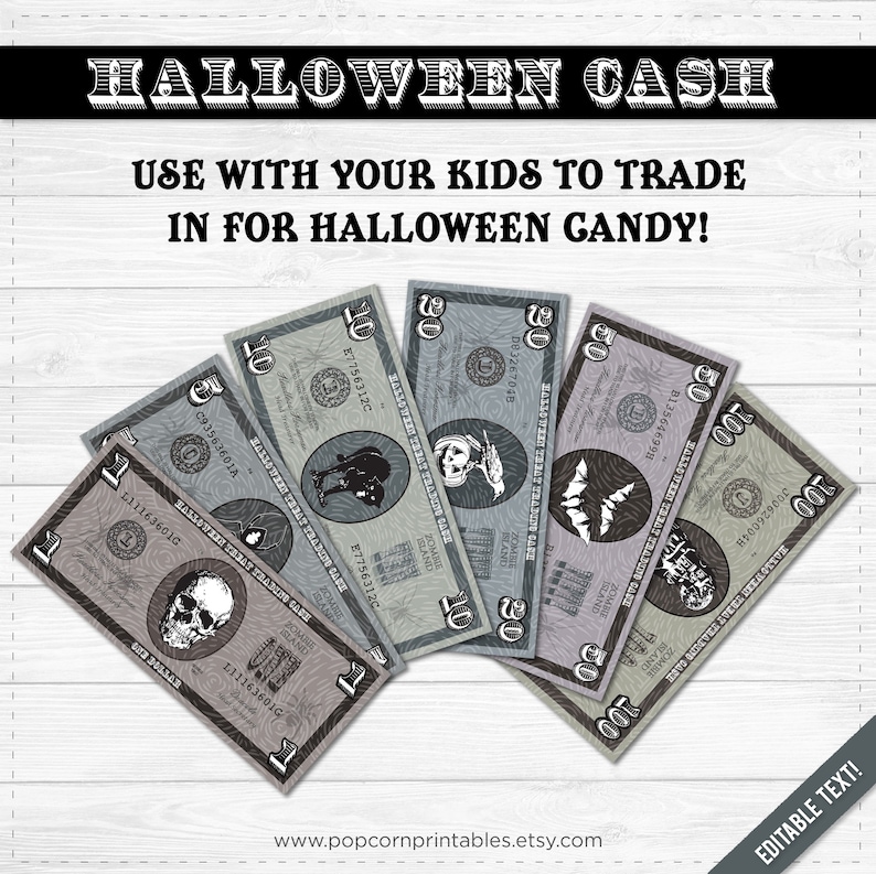 Halloween Cash Play Money Instant Download PDF File | Etsy