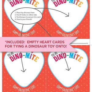 Printable Valentine's Day Dino-mite Card 4X5 PDF - Etsy