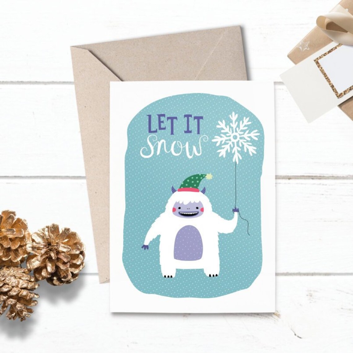 Yeti Printable Greeting Card 5X7 PDF Instant Download - Etsy