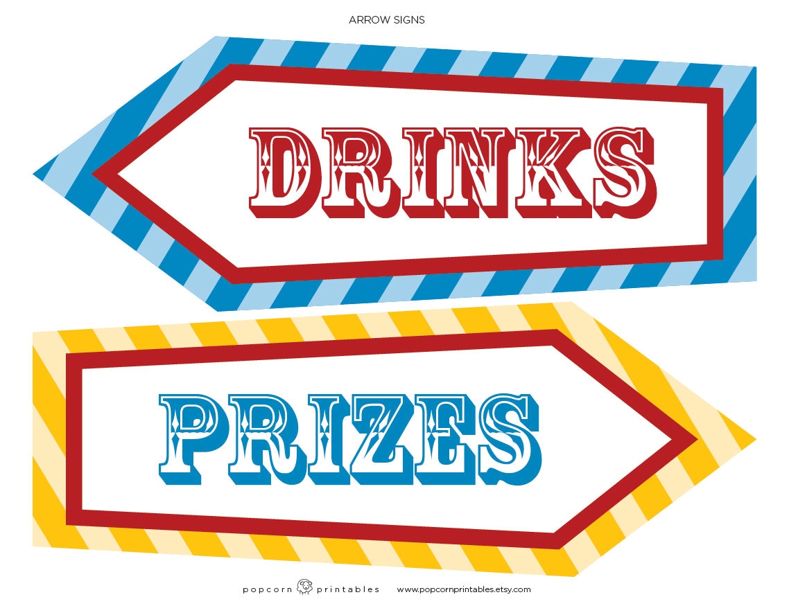 Carnival Party Signs Printable Editable Text PDF Instant - Etsy
