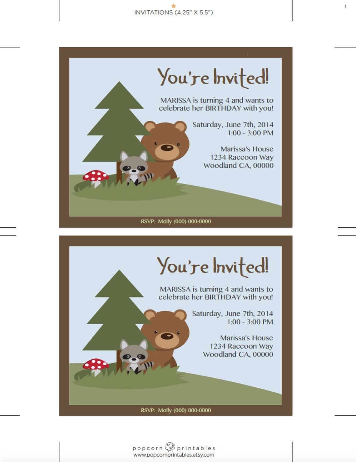 Woodland Animal Printable Party Package Birthday Collection - Etsy