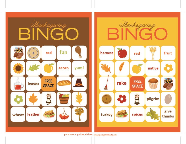 Thanksgiving BINGO Printable Instant Download PDF Fun Family - Etsy