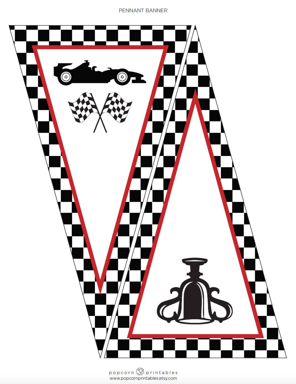 Race Car Pennant Banner Editable Text PDF Instant Download | Etsy