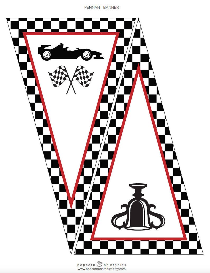 Race Car Pennant Banner Editable Text PDF Instant Download | Etsy