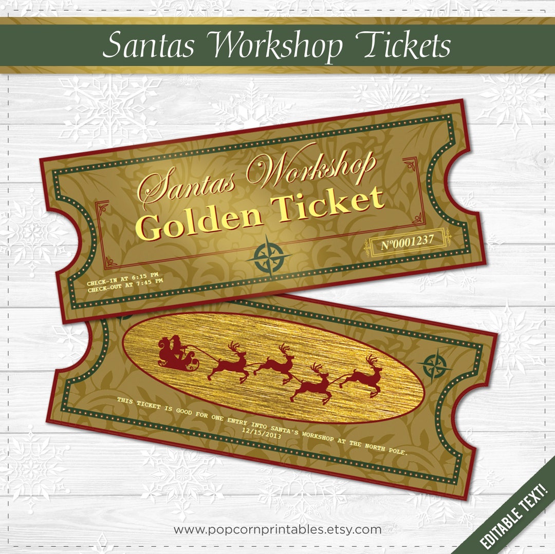 Santa's Workshop Tickets - Instant Download PDF File - School Party ...