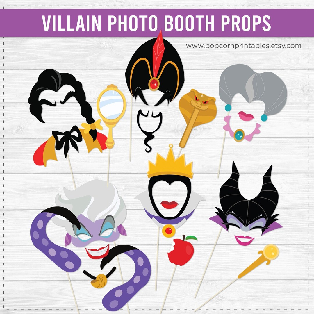 Villains Photo Booth Props - Lips & Hair- DIY Instant Download- Print ...