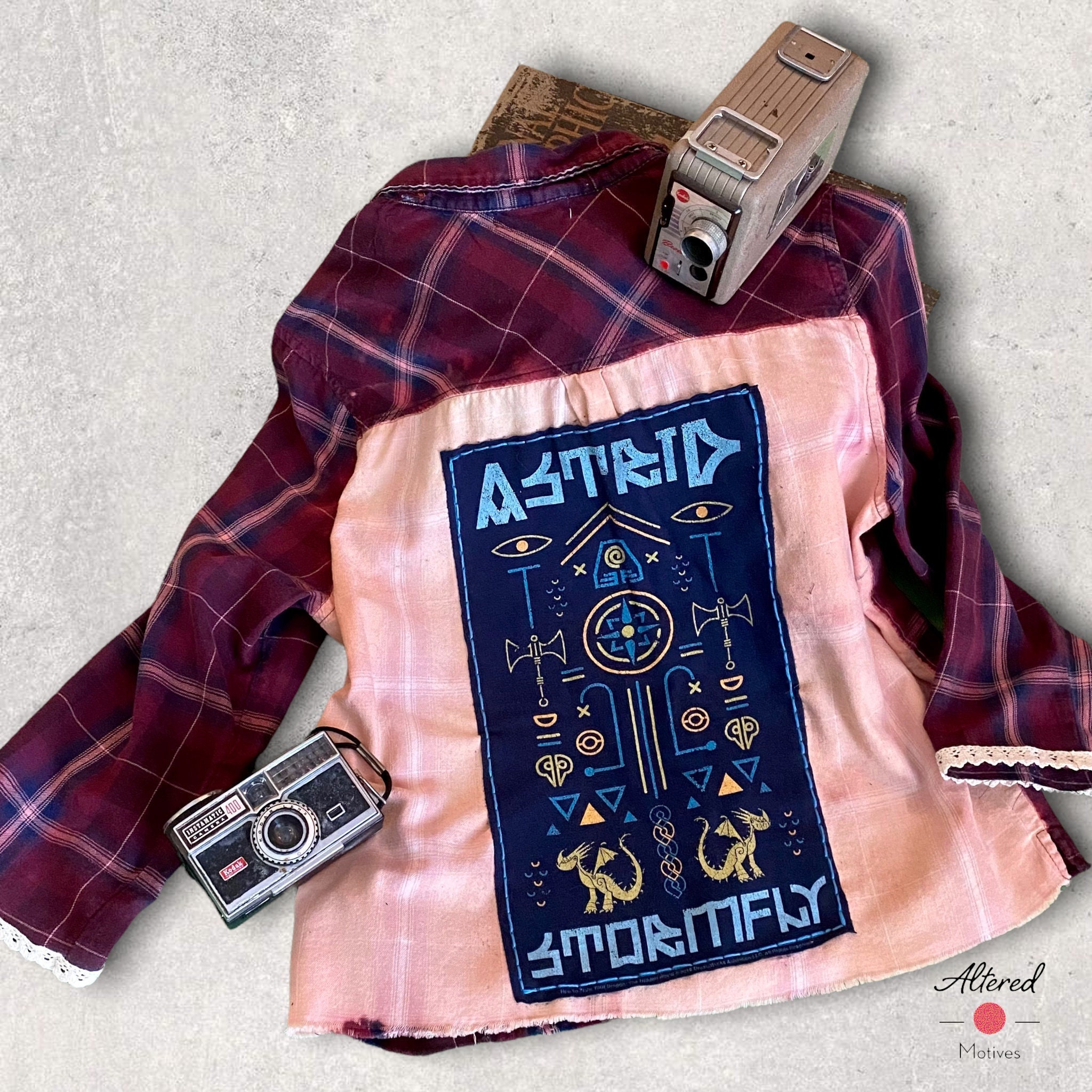 How to Train Your Dragon Astrid Block Bleach Button up Upcycle Size M ...