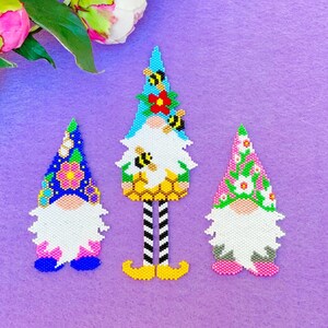 Combo-garden Gnomes Peyote or Brick Stitch Bead Pattern, Gnome Pattern ...