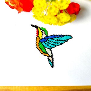 Hummingbird Brick Stitch Pattern, Beaded Hummingbird, Seed Beads Bird ...