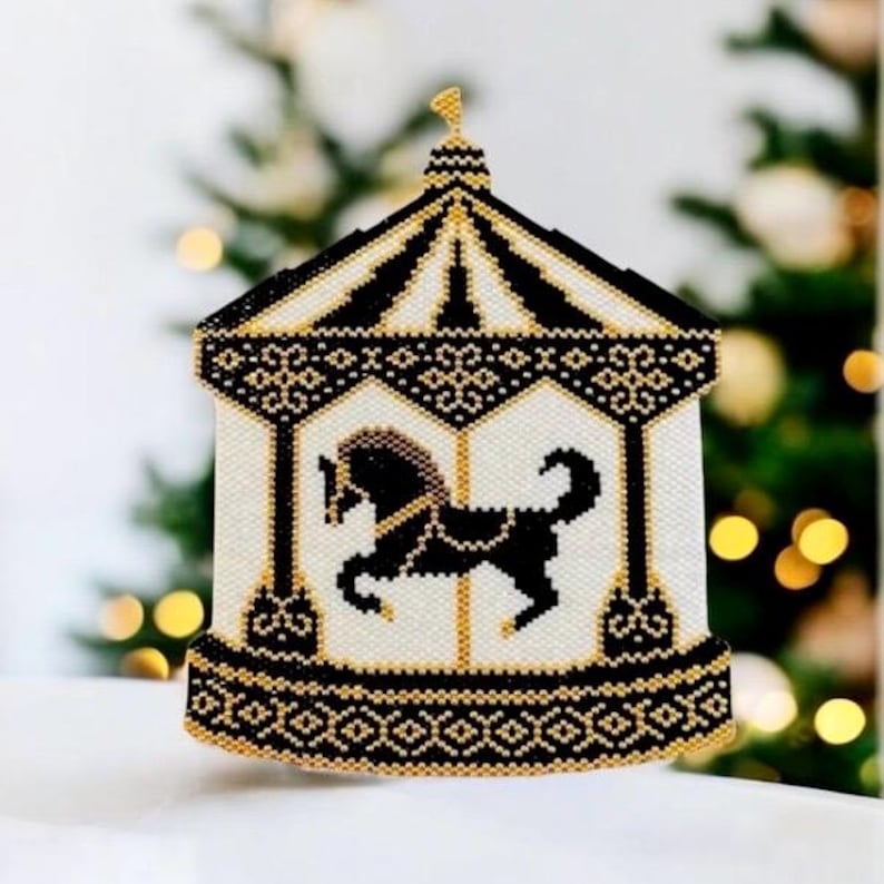 Peyote and Brick Stitch Carousel Pattern, Beaded Digital Christmas ...