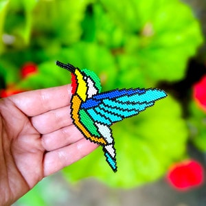 Hummingbird Brick Stitch Pattern, Beaded Hummingbird, Seed Beads Bird ...