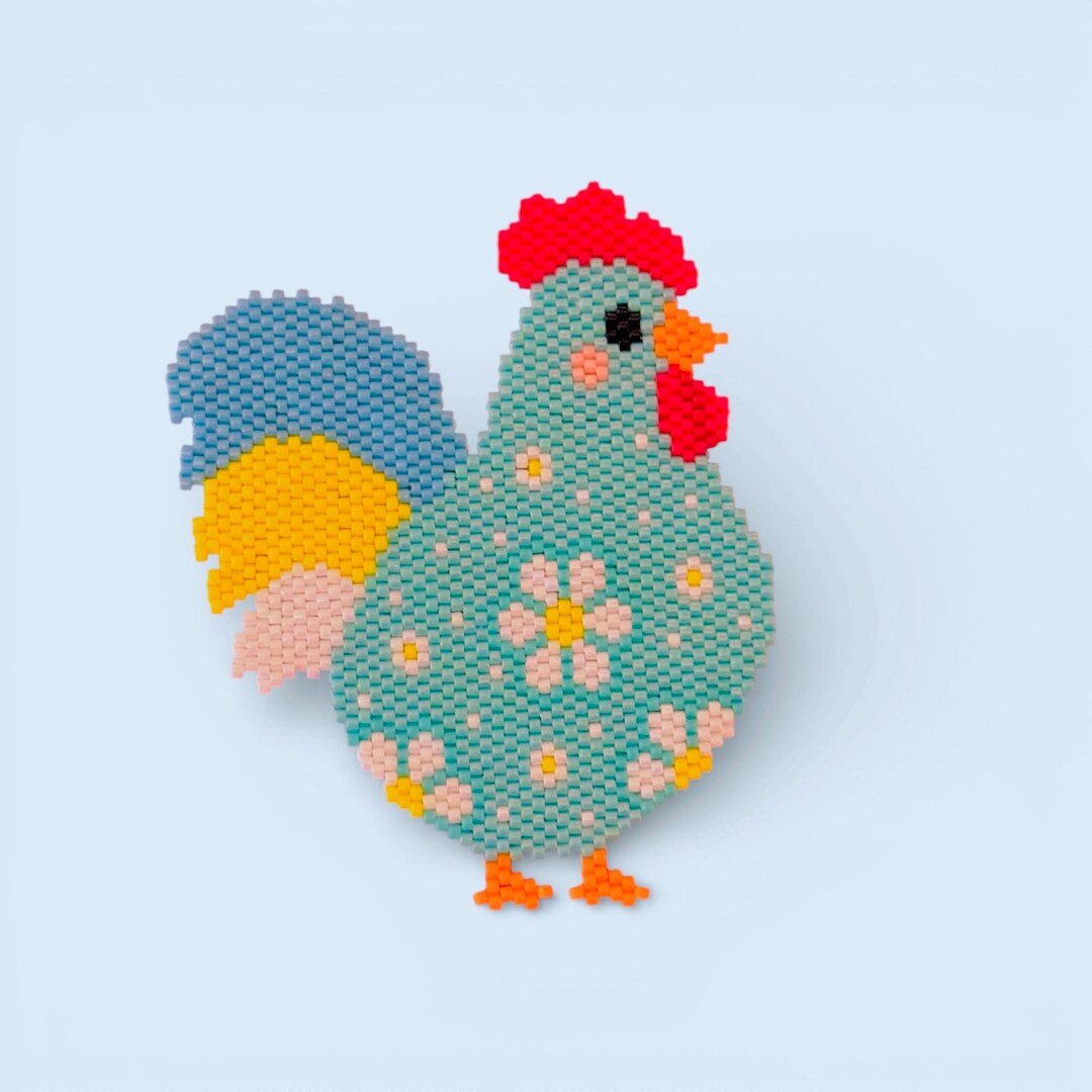 Spring Rooster Peyote Stitch Pattern | Miyuki Delica 11/0 Bead Weaving ...