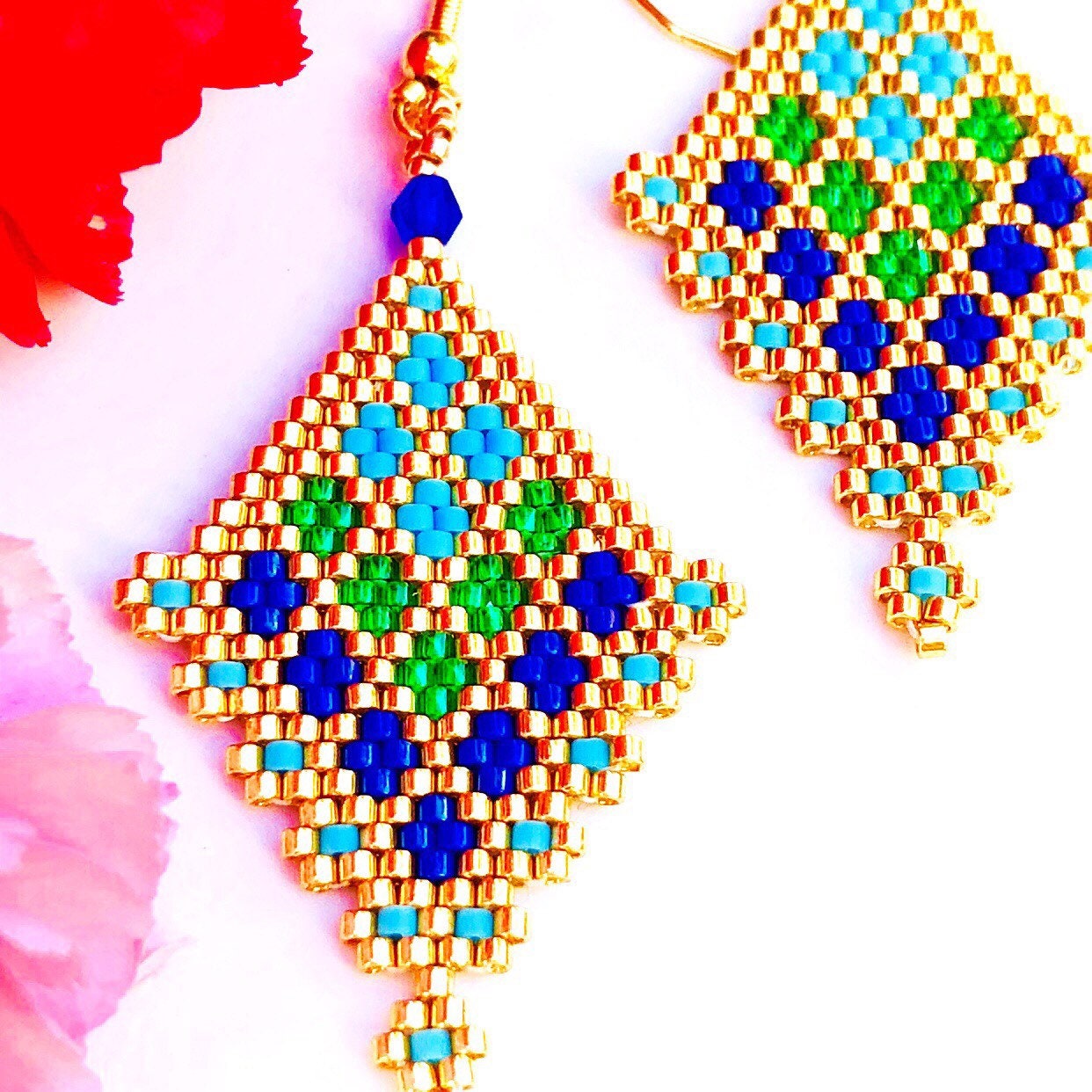 Brick Stitch Earrings Patterns Brick Stitch Pattern Instant - Etsy