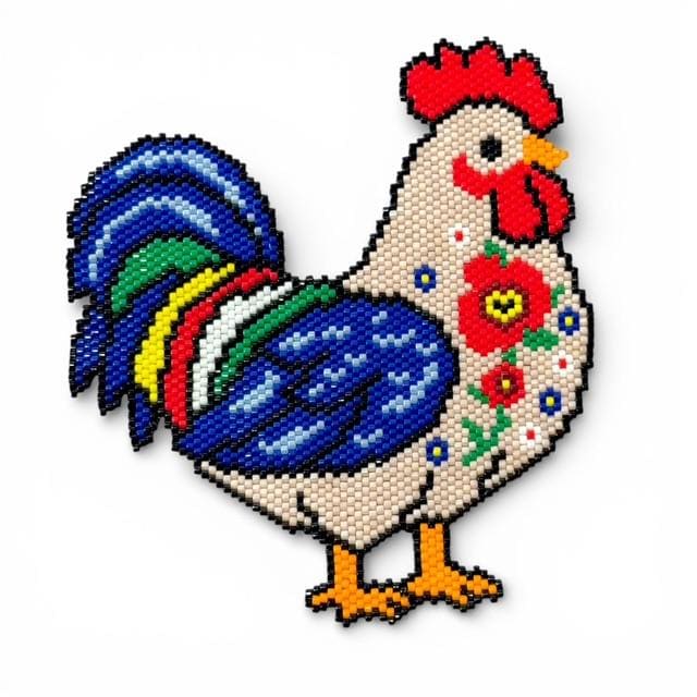 Spring Rooster Peyote Stitch Pattern | Miyuki Delica 11/0 Bead Weaving ...
