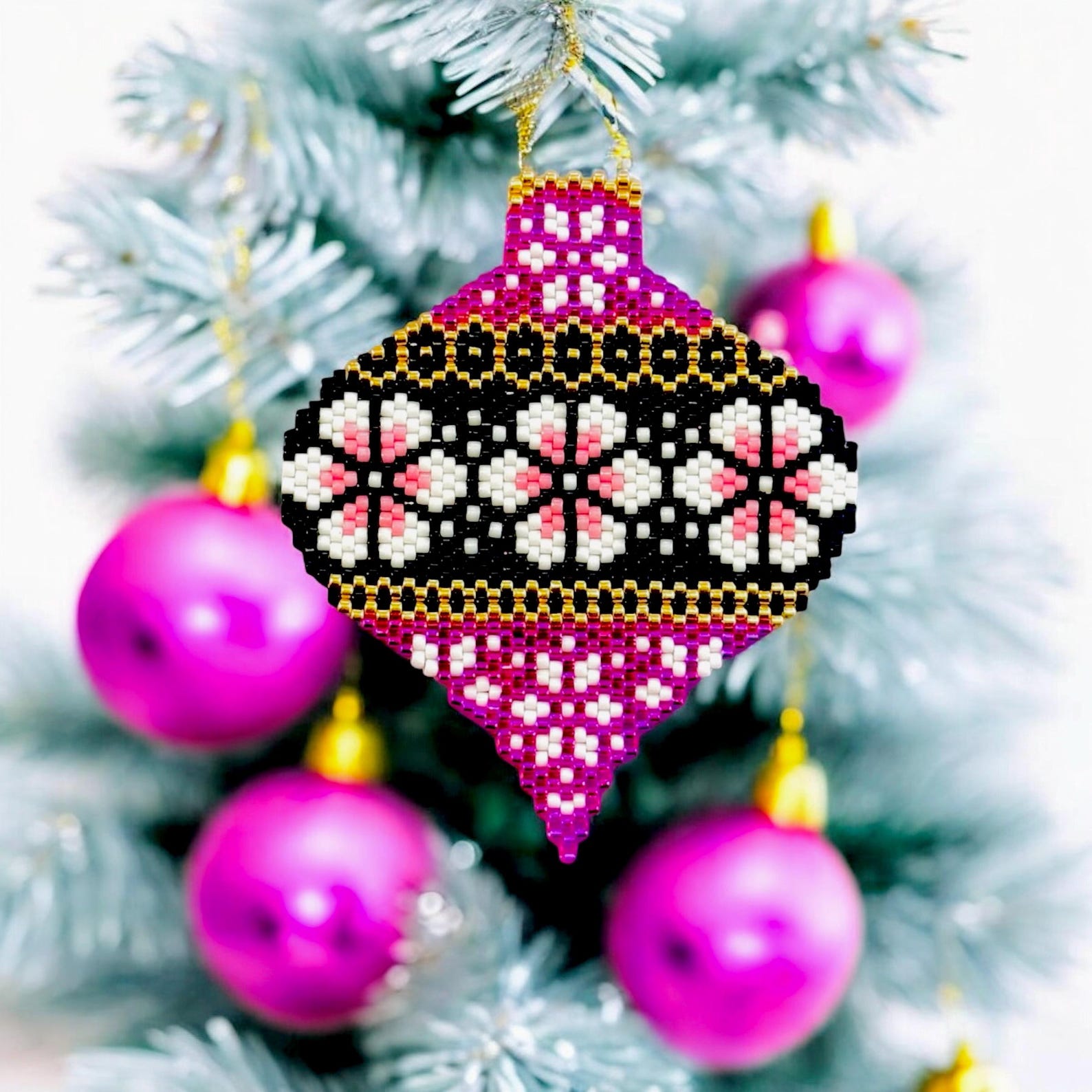 Peyote and Brick Stitch Christmas Ornament Beaded Digital PDF Download ...
