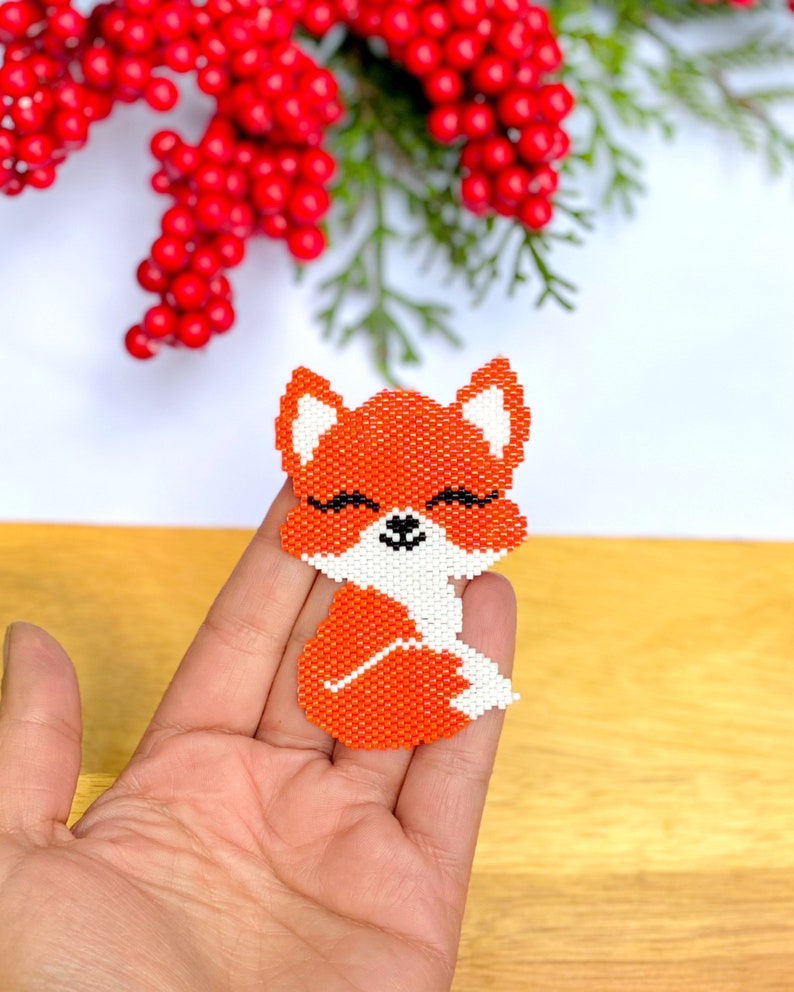 Cute Fox - Brick and Peyote Stitch Pattern, Seed Beads Fox Pattern ...