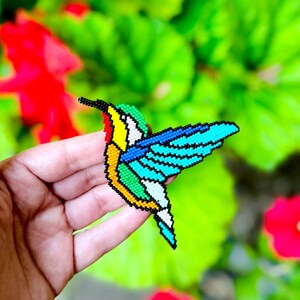 Hummingbird Brick Stitch Pattern, Beaded Hummingbird, Seed Beads Bird Pattern, Miyuki Delica ...