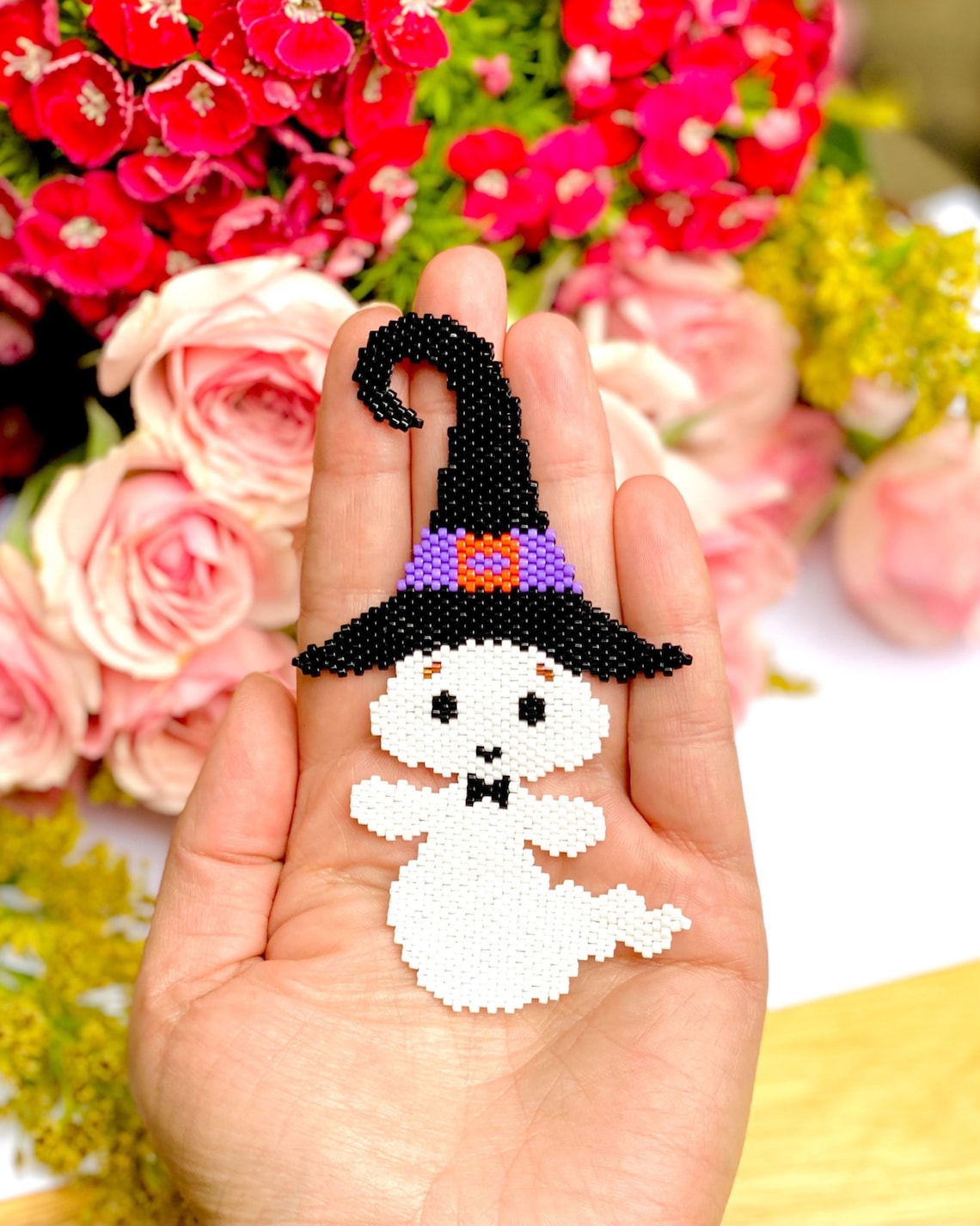 Halloween Ghost Brick Stitch Ghost Pattern Peyote Stitch - Etsy