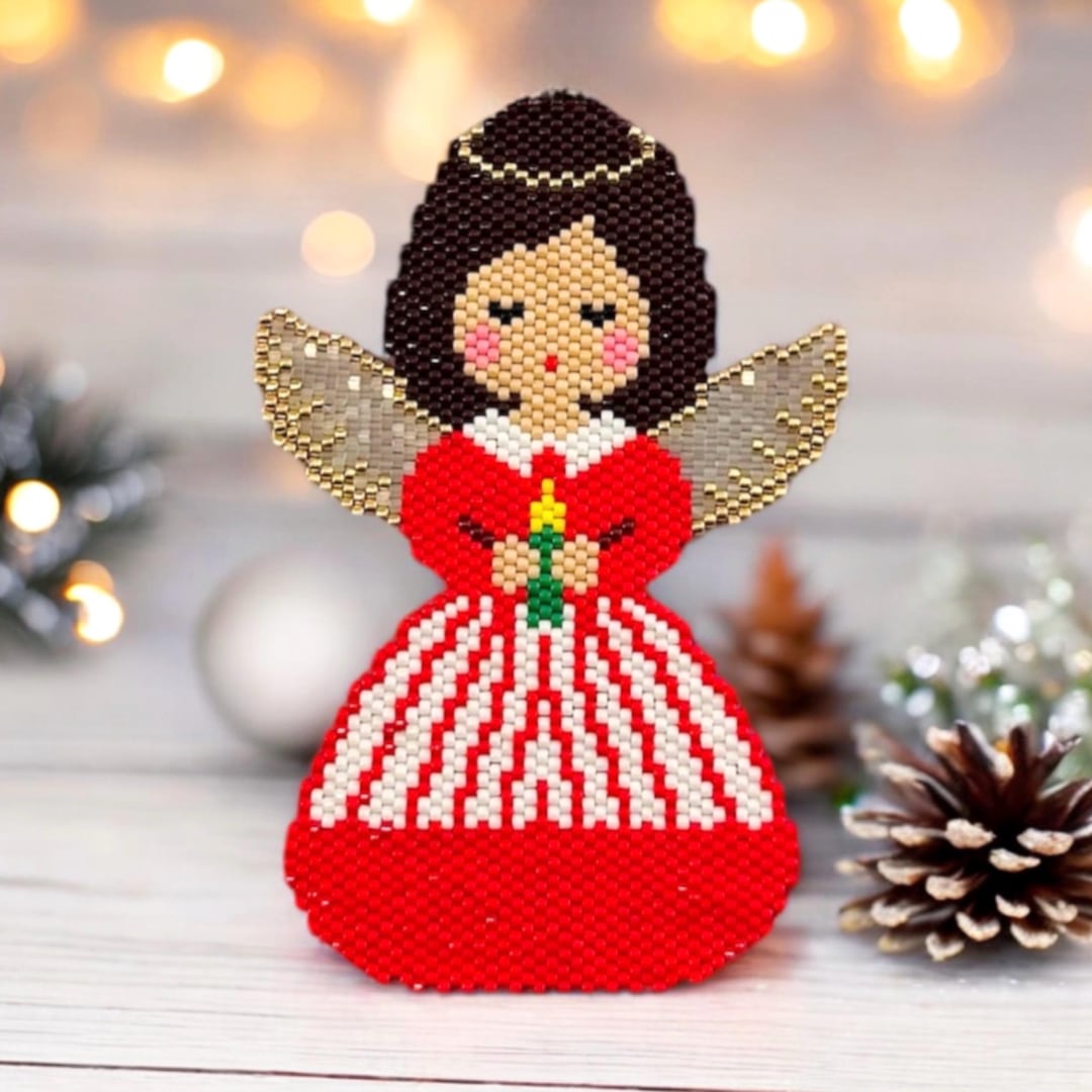 Peyote Stitch and Brick Stitch Angel Pattern, Christmas Angel, Digital ...