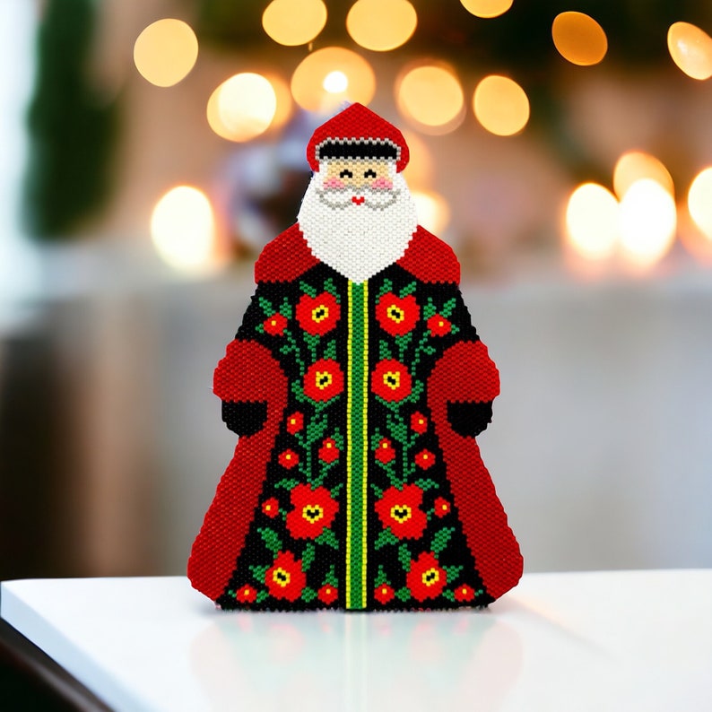 Santa Beading Pattern PDF - Peyote & Brick Stitch Ornament With Miyuki ...