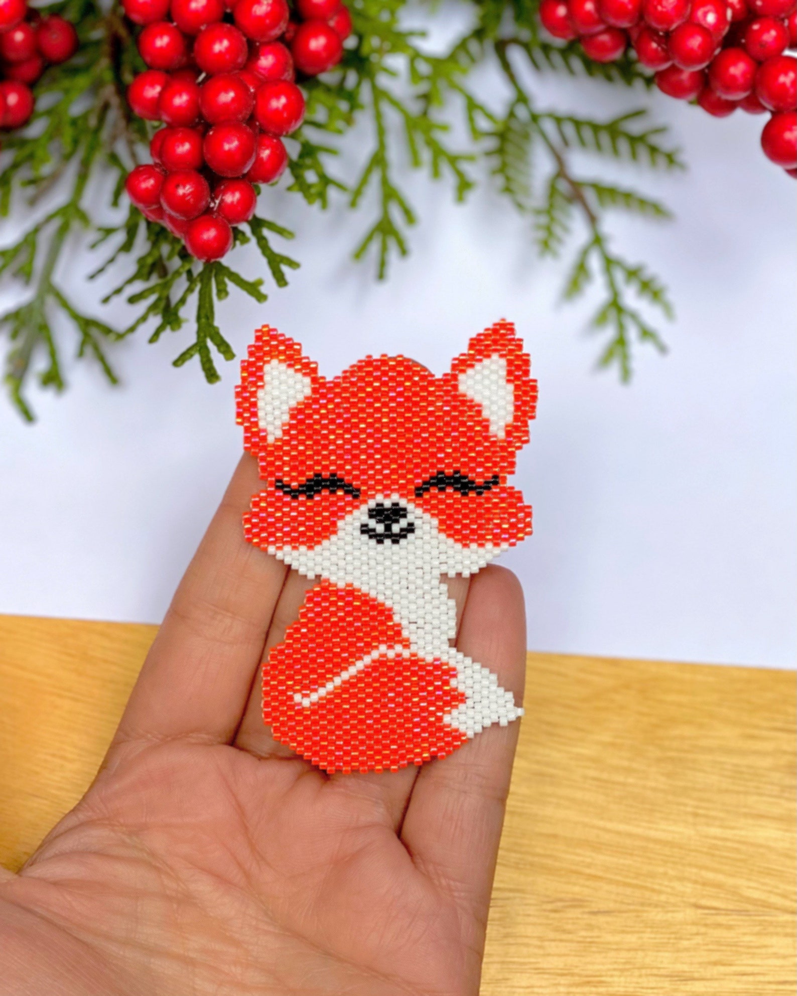 Cute Fox - Brick and Peyote Stitch Pattern, Seed Beads Fox Pattern ...