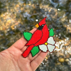 Cardinal Bird Brick Stitch Pattern, Miyuki Delica Beads (digital ...