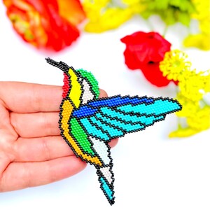 Hummingbird Brick Stitch Pattern, Beaded Hummingbird, Seed Beads Bird ...