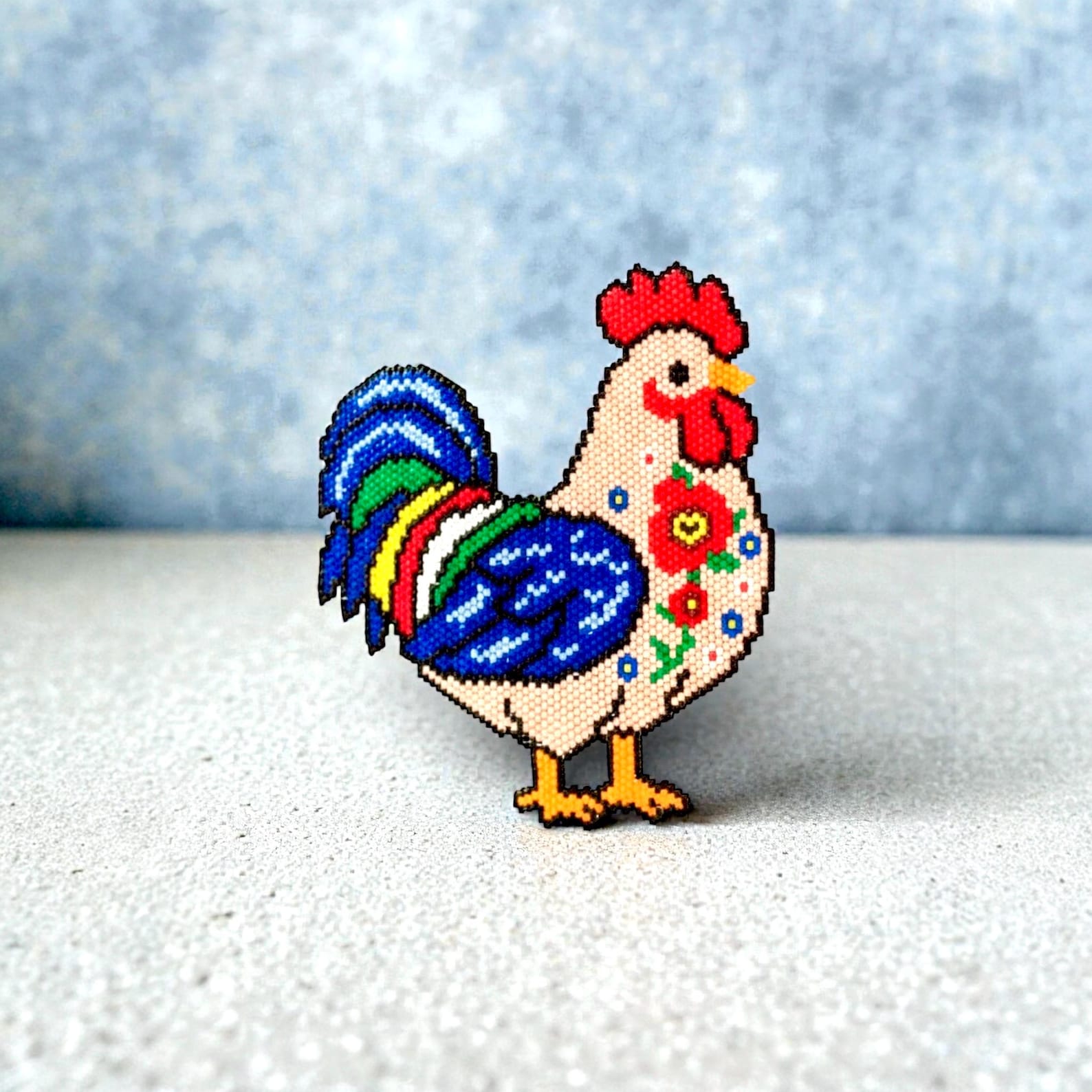 Spring Rooster Peyote Stitch Pattern | Miyuki Delica 11/0 Bead Weaving ...