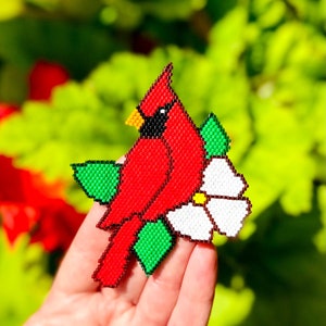 Cardinal Bird Brick Stitch Pattern, Miyuki Delica Beads (digital ...