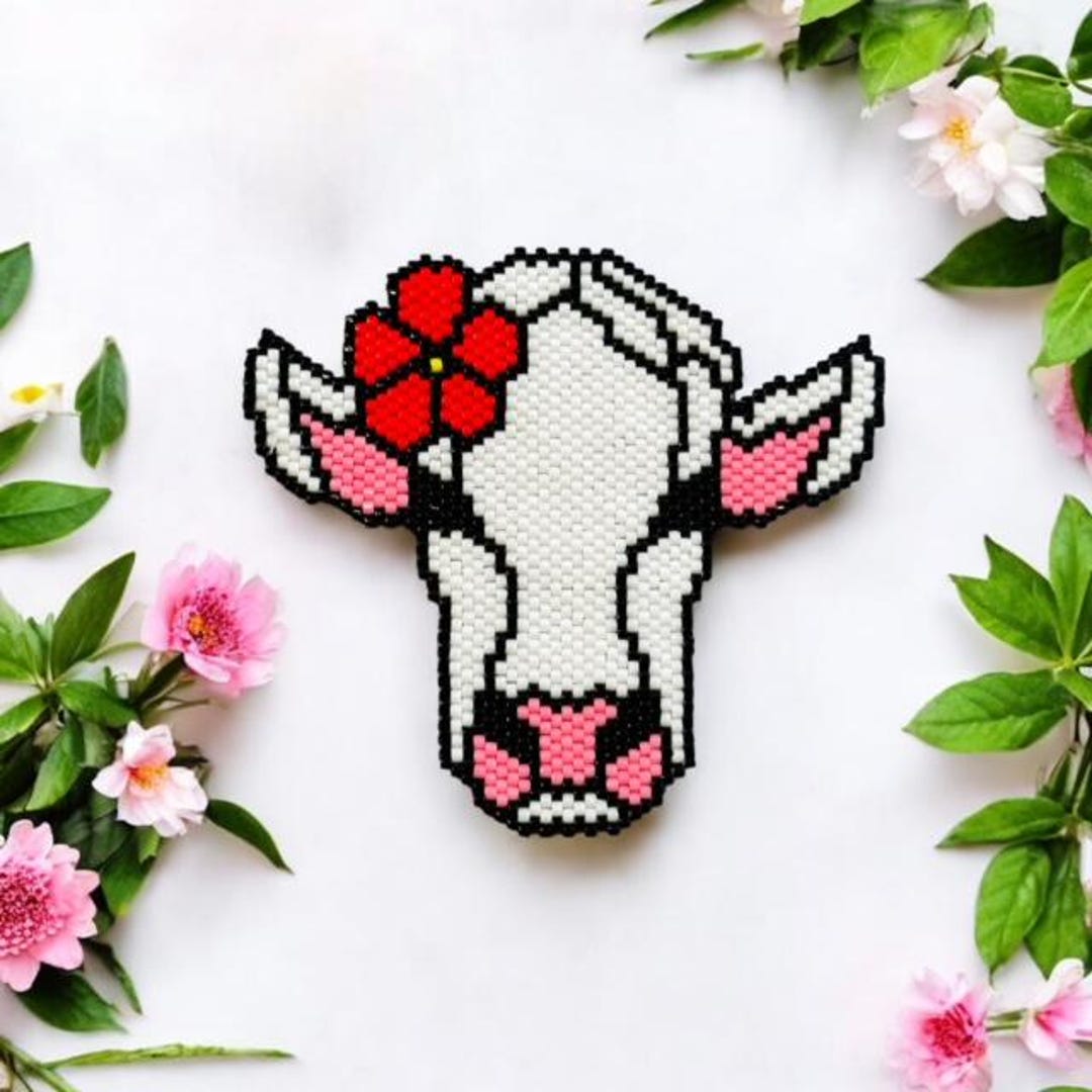 Cow - Brick and Peyote Stitch Pattern, Seed Beads Cow Pattern, Digital ...
